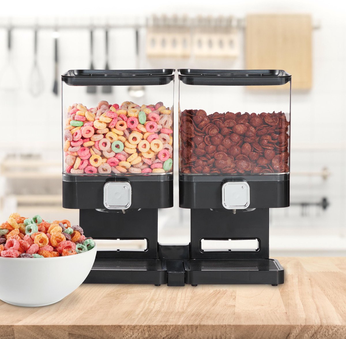 bol.com | relaxdays dubbele cornflakes dispenser - 2 houders - muesli ...
