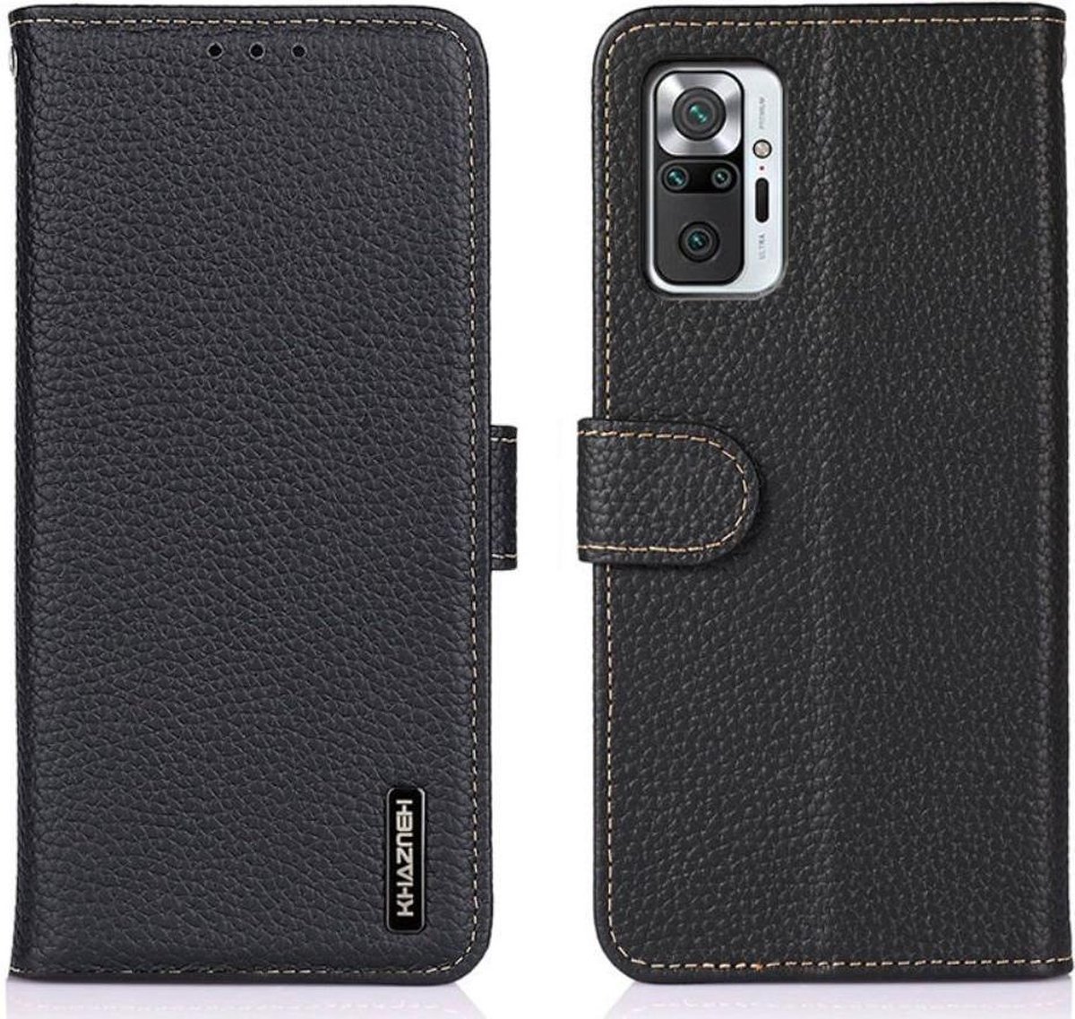 Xiaomi Redmi Note 10 Pro Case Wallet Book Case Cuir Véritable Zwart ...
