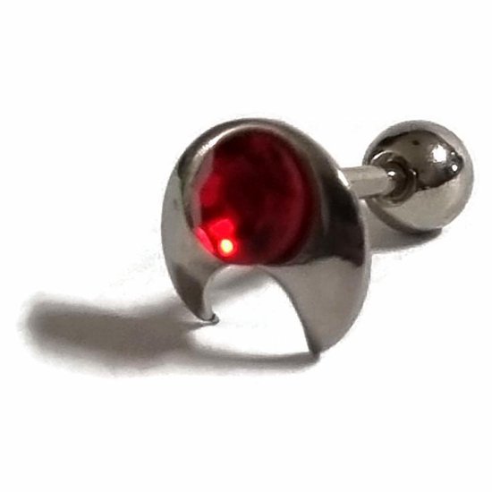 Aramat Jewels | Piercings | Helix Piercing met Maan en Rode Steen ...