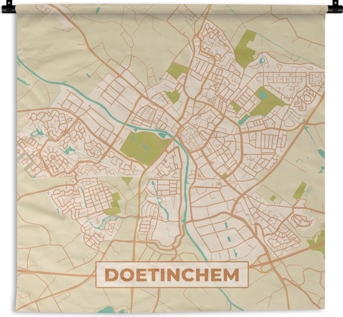 Wandkleed - Wanddoek - Plattegrond - Doetinchem - Vintage - 60x60 cm ...