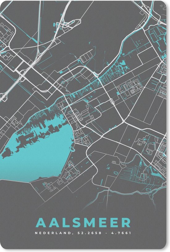Stadskaart - Aalsmeer - Grijs - Blauw - Plattegrond | bol.com