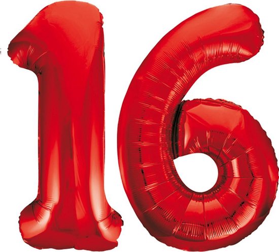 Rode cijfer ballonnen 16. | bol.com