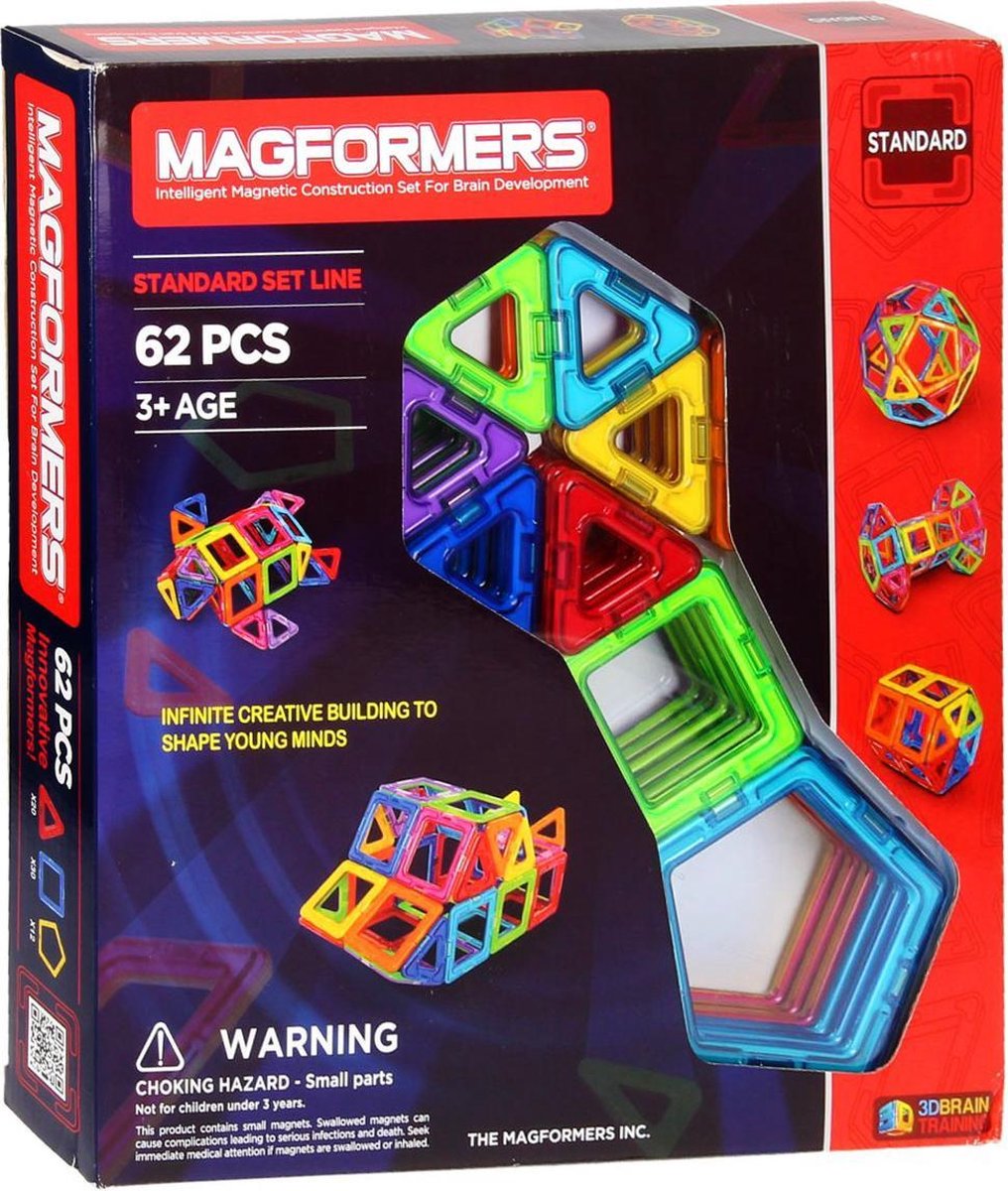 Magformers Basic Set- bouwset 62 stuks- magnetisch speelgoed- speelgoed ...