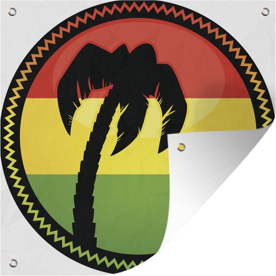 Tuinposters Een illustratie van een palmboom met een reggae vlag ...