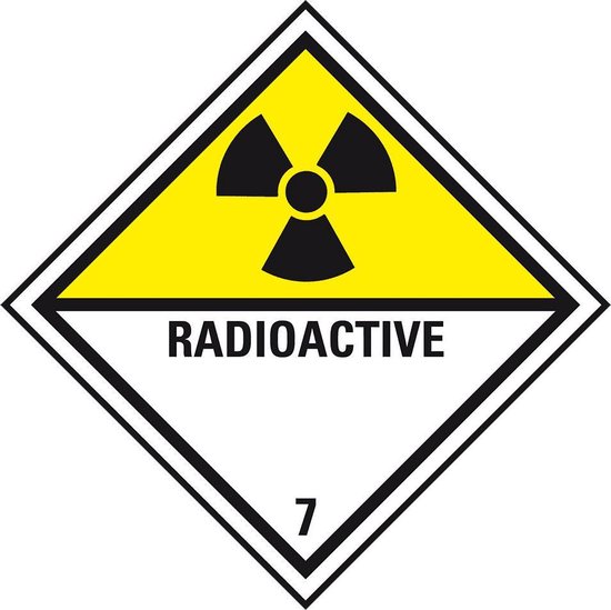 ADR klasse 7 radioactieve stoffen bord - kunststof 200 x 200 mm | bol.com