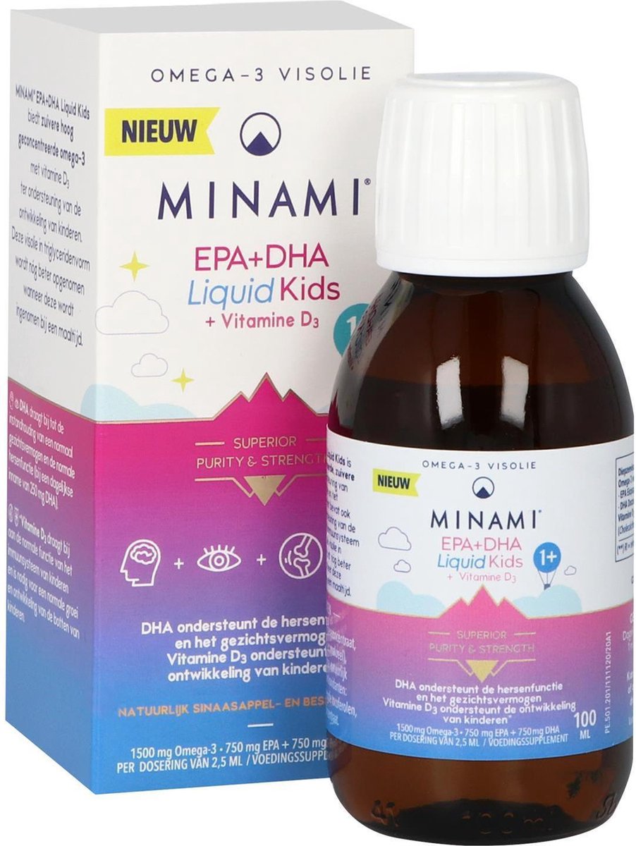 bol.com | DHA+EPA Liquid Kids + Vitamine D3 - 150 ml - Minami