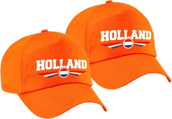 2x stuks nederland / Holland landen pet / baseball cap oranje ...