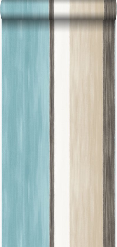 Origin Wallcoverings behang strepen turquoise en beige - 346929 - 53 cm ...