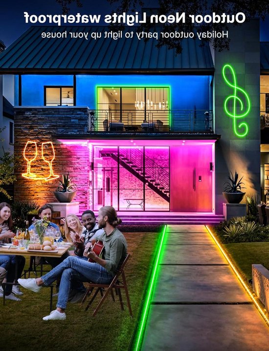 Led strip 5 meter neon IP65 waterdicht bluetooth-app bediening RGB... | bol