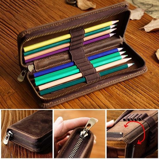 Pennenetui met ritssluiting - grote capaciteit - school en werk ...