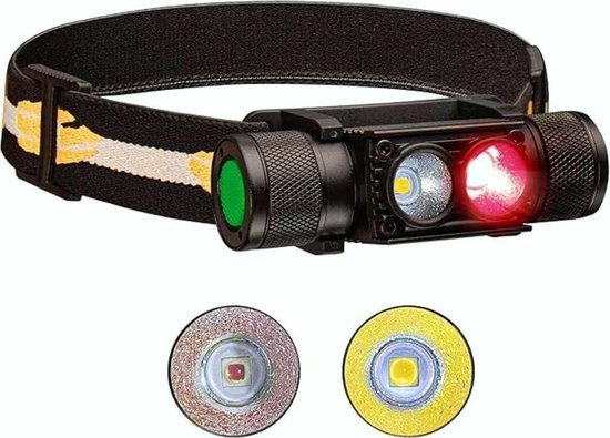 Led-hoofdlamp met rood licht oplaadbaar - superhelder koplicht - USB C ...