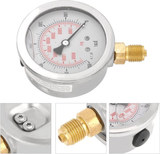 Hydraulische manometer vacuümluchtcompressor - 0 ~ 600 bar - 0-8500Psi ...