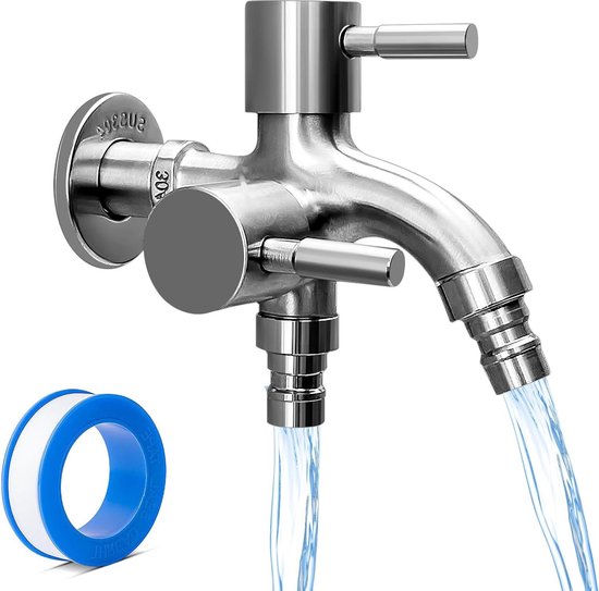 Dubbele waterkraan - premium tuinkraan met dubbele aansluiting en ...