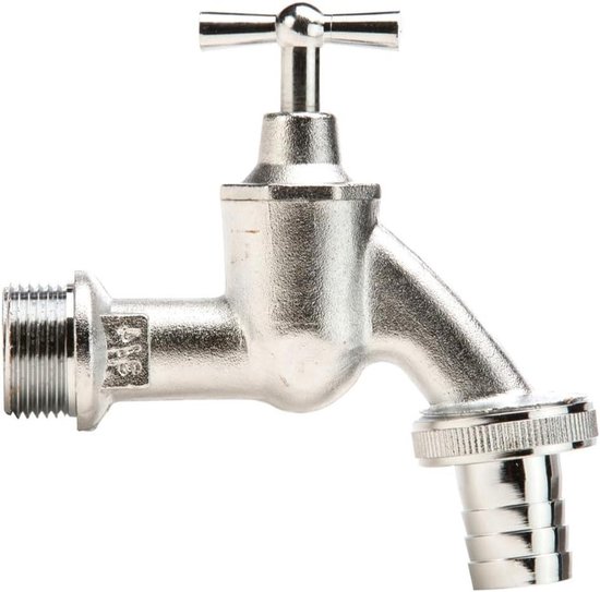 Waterkraan met schroefverbinding voor slangen - Verchroomd - 30 x 20 x ...