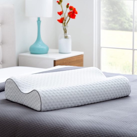 Ergonomisch traagschuim kussen met actieve kooldeeltjes - Bamboehoutskool neksteunkussen. | bol