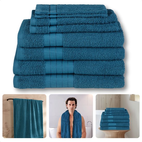 Handdoeken Set - Set van 8 Stuks - Donkerblauw - Verschillende Maten ...