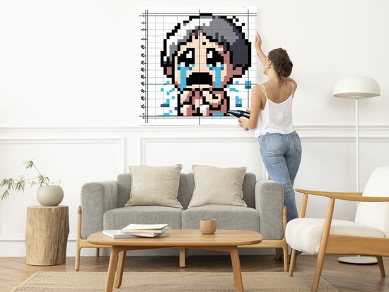 Pixel art huilend kind schilderij | Tranen van verdriet: pixelated kindje in kunstwerk... | bol