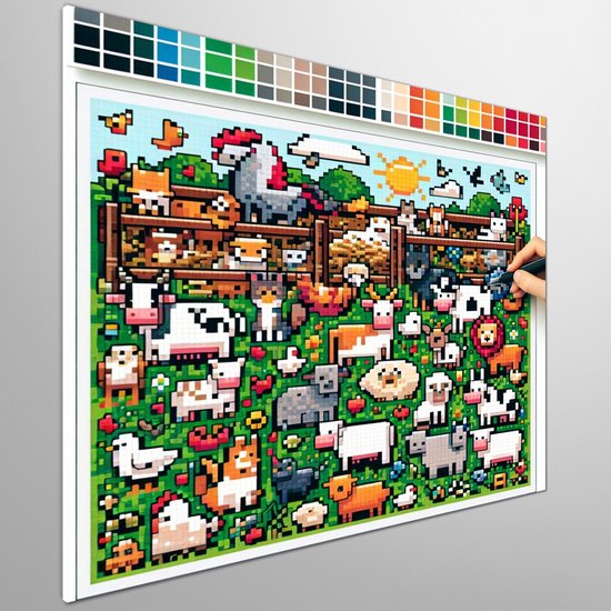 Pixel art vee schilderij | Digitale boerderij: een pixelig meesterwerk ...