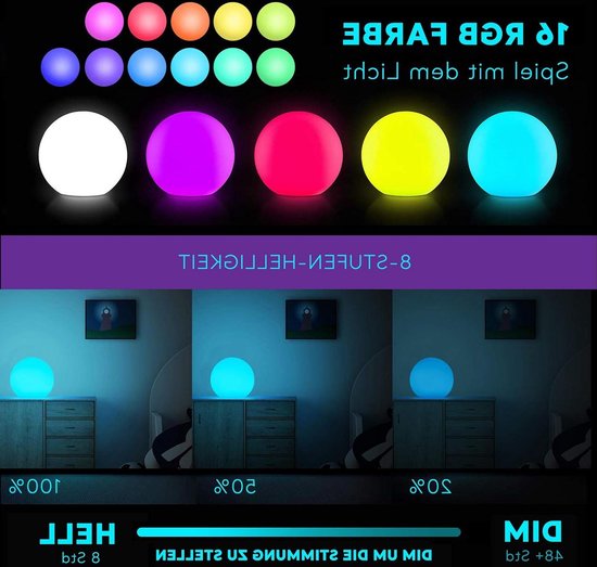 LED Night Light Ball Lamp for Kids & Adult - RGB Colour Changing Mood ...