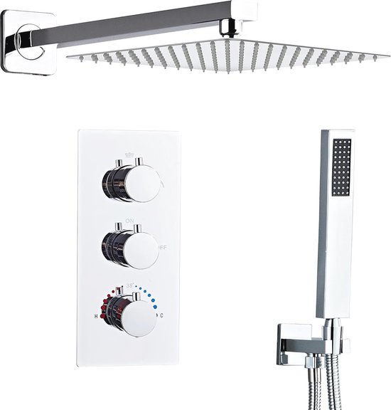 Thermostaat Inbouwdouche met 30 x 30 cm Hoofddouche en Handdouche in ...