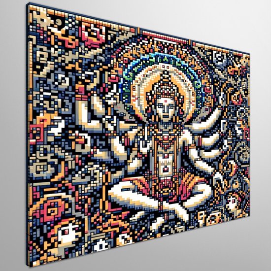 Pixel art relief schilderij | Prisma reliëf van digitale wereld: een ...