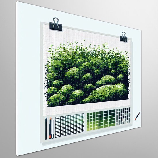 Pixel art mos schilderij | Mozaïek van microscopische pixels vormt ...