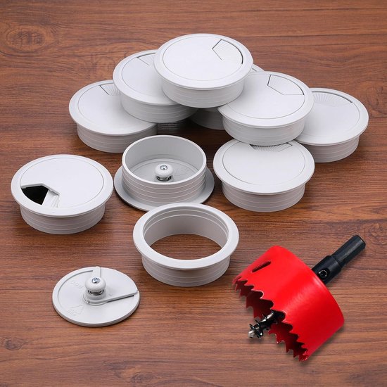 10 stuks bureaudoorvoertule tafelkabeldoorvoertule 60 mm met gatzaag ...