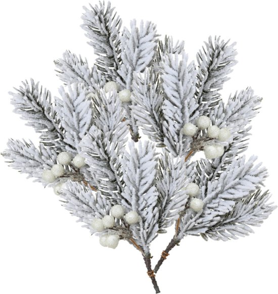 Everlands Kersttakken/dennentakken - 10x - groen - met sneeuw - 23 cm ...
