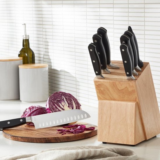 Knife Block Set - Premium 9 Pieces Black - Kitchen Knives | bol