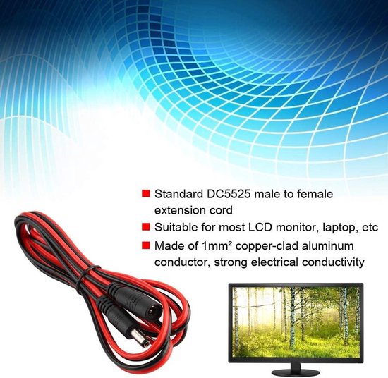 Male to Female Power Cable Maximum 5A 60W Copper Clad Aluminum Good ...