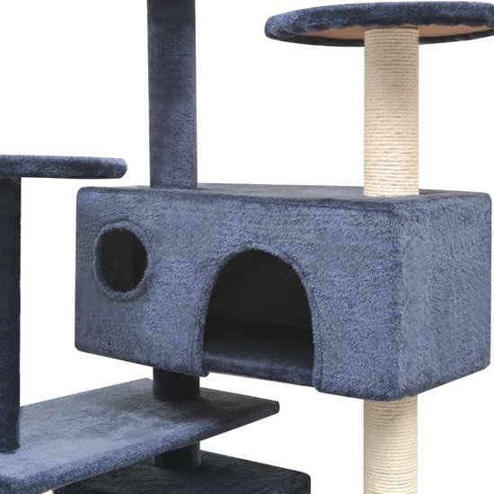 vidaXL Kattenkrabpaal met sisal krabpalen 125 cm donkerblauw ...