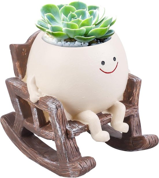 Swing Flower Pot Funny Indoor Flower Pots Smiley Rocking Chair Overpot ...
