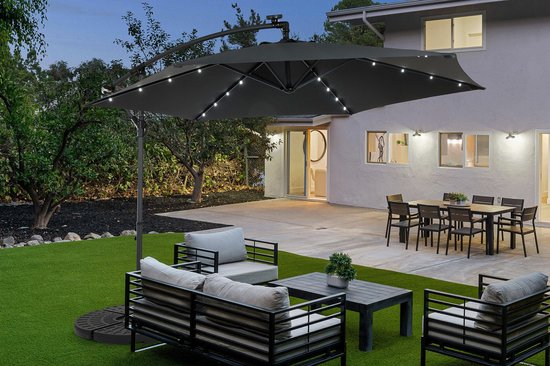 Lifa Garden Zweefparasol LED - Ø 300cm - Inc beschermhoes Led lampjes ...