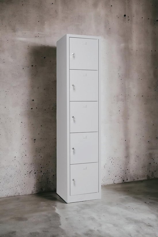 Metalen Lockerkast met 5 Compartimenten en Afsluitbare Deuren voor ...