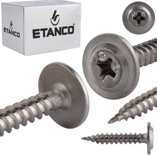 Schroeven met onderlegplaat voor hout 4,2x25 mm RVS A2 INOX – 500 stuks ...