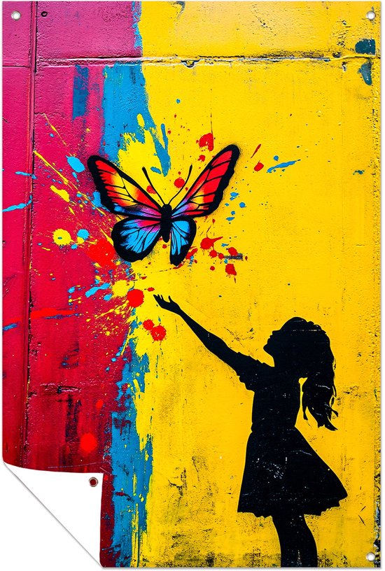 Graffiti vogel met kleurrijke spetters - Vogel posters - Tuinschilderij dieren -... | bol