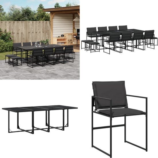 vidaXL 13-delige Tuinset met kussens textileen zwart - Tuinset ...