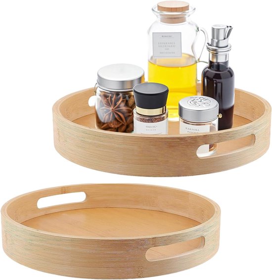 Houten draaiplateau Lazy Susan 2 stuks 30 cm - keuken organizer bamboe kruidenrek... | bol