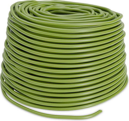 Relaxdays bindbuis groen - bindmateriaal planten 50 m - rubber koord ...