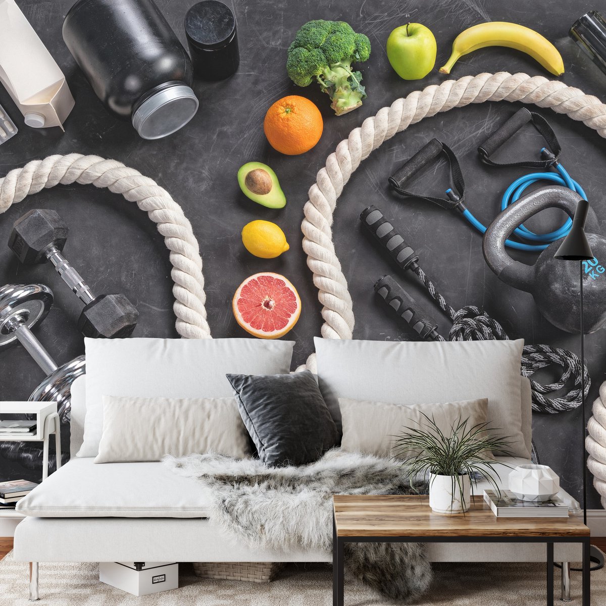 Fotobehang Sportuitrusting Met Fruit En Groenten | bol