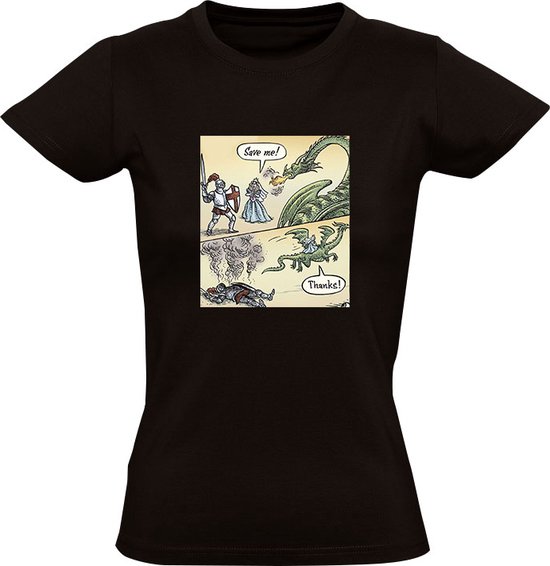 Draak redt de Prinses Dames T-shirt - Ridder - Sprookje | bol Draak redt de Prinses Dames T-shirt - Ridder - Sprookje | bol