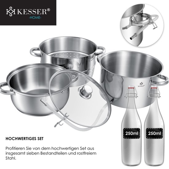 KESSER® Stoompan 15 liter Steamer inclusief 2x Fles voor Fruit en ...