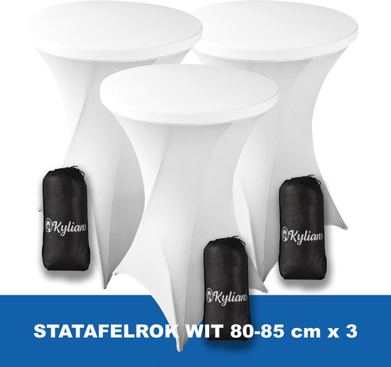 Statafelrok Wit x 3 – ∅ 80-85 x 110 cm - Statafelhoes met Draagtas - Luxe Extra Dikke... | bol