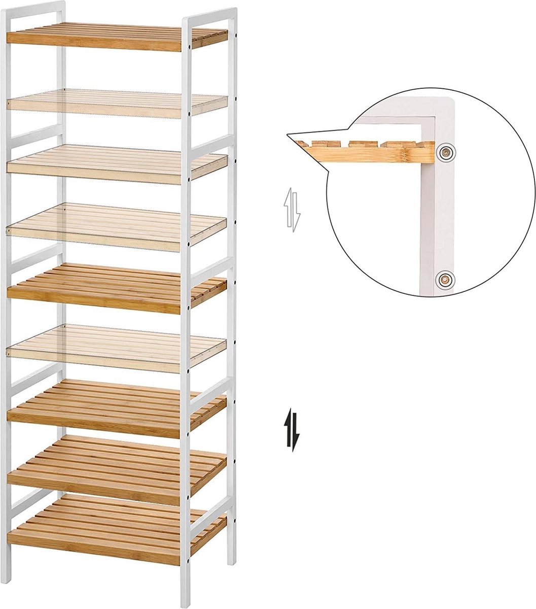 Rootz Shelving Unit - Opbergrek - Keukenkast - Bamboe - Wit - Beige - 5 ...