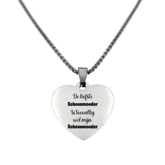 Ketting Rvs Hart Zilver De Liefste Schoonmoeder Is Toevallig Wel 6294