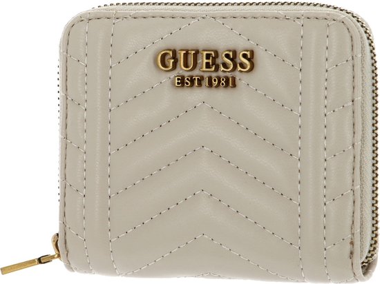 GUESS Portemonnee Lovide SLG Small Zip Around Wallet Stone Beige | bol