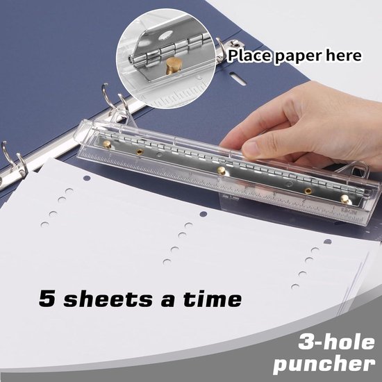 3 Hole Punch for Folder - Portable Punch for 3 Ring Folders - 5 Sheets ...