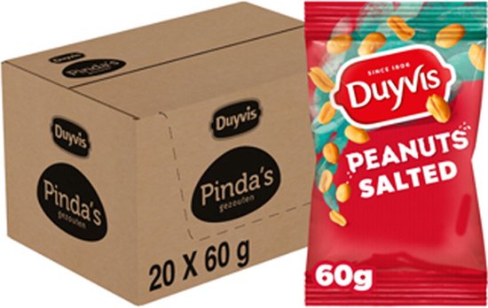Duyvis Gezouten Pinda's - Noten - 20 x 60 gram | bol