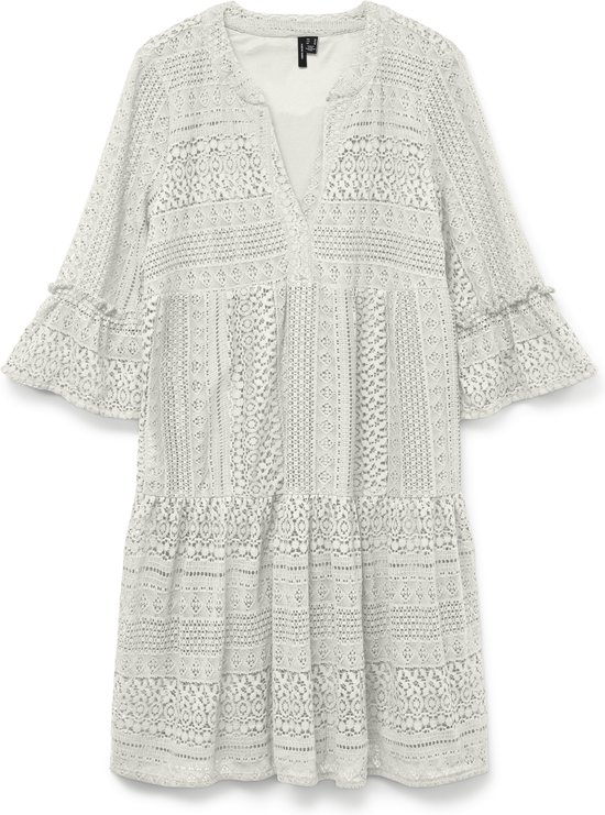 VERO MODA - VMHONEY LACE 3/4 V-NECK TUNIC WVN GA - Dames - Mini jurken ...