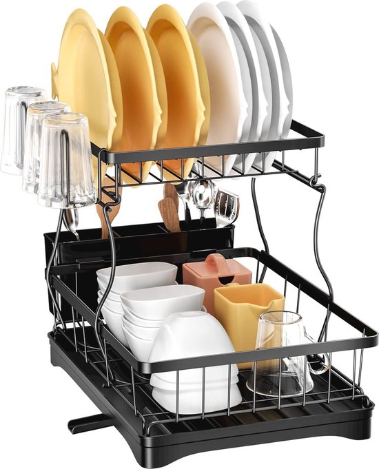 Afdruiprek met 2 niveaus en automatische afwatering voor de keuken ...